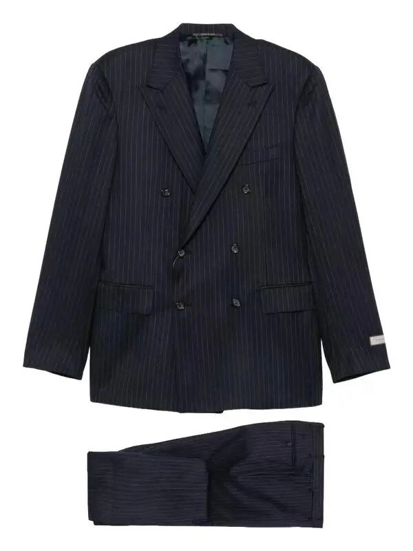 Canali Pinstripe Double-breasted Suit - Blue