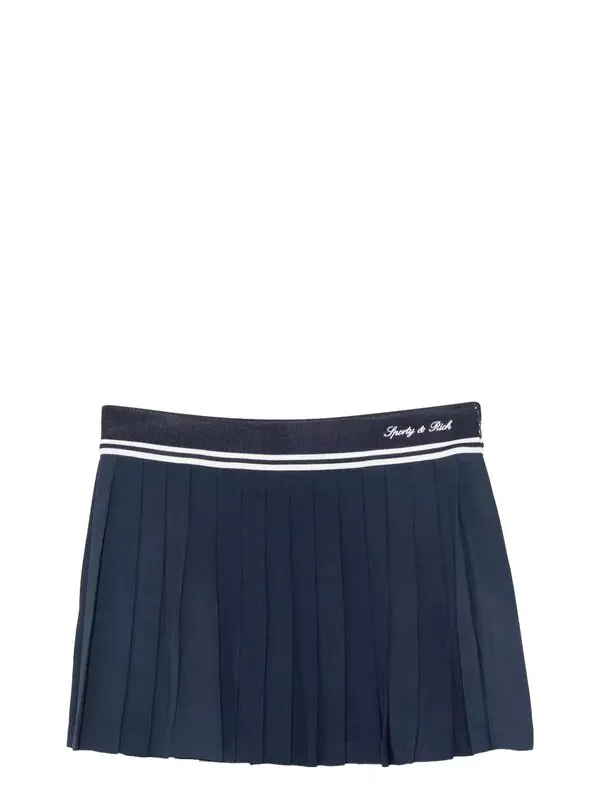 SPORTY & RICH Abigail Pleated Skirt With Logo Embroidery - Blue