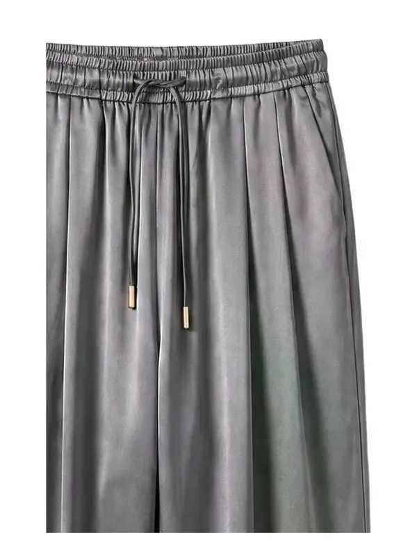 DANAME Drawstring Satin Track Pants - Grey