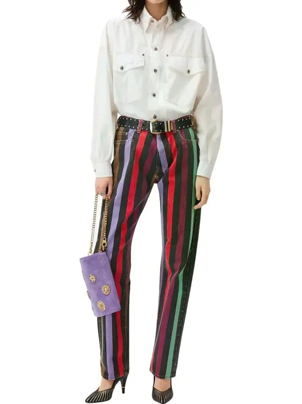 Versace Striped Straight Jeans - Blue
