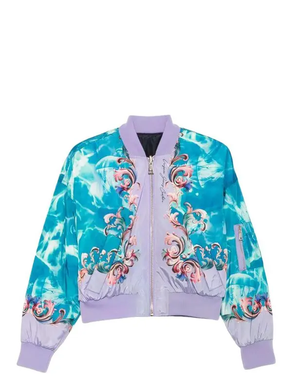 Versace Reversible Floral-print Bomber Jacket - Blue