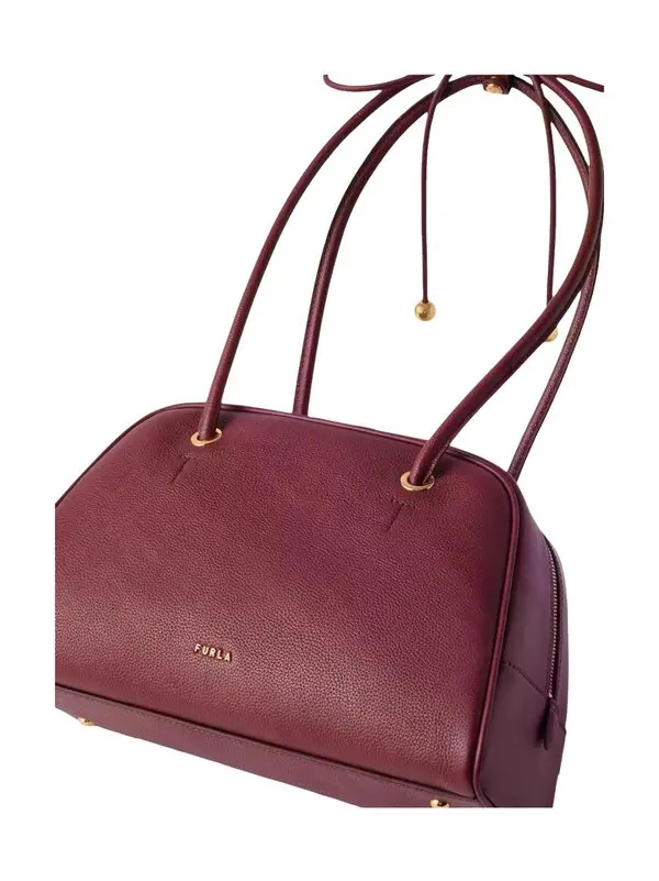 Furla Dome Pebbled Leather Tote Bag - Red