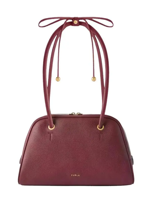 Furla Dome Pebbled Leather Tote Bag - Red