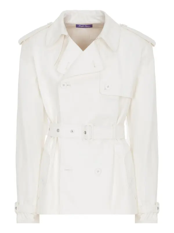 Ralph Lauren Maiven Short Leather Trench Coat - White
