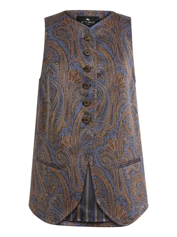 Etro Printed Cotton-blend Waistcoat - Blue