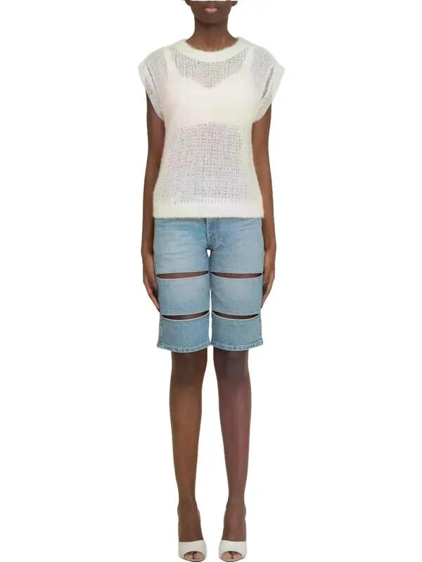CONTESSA MILLS Arcana Leather-piped Shorts - Blue