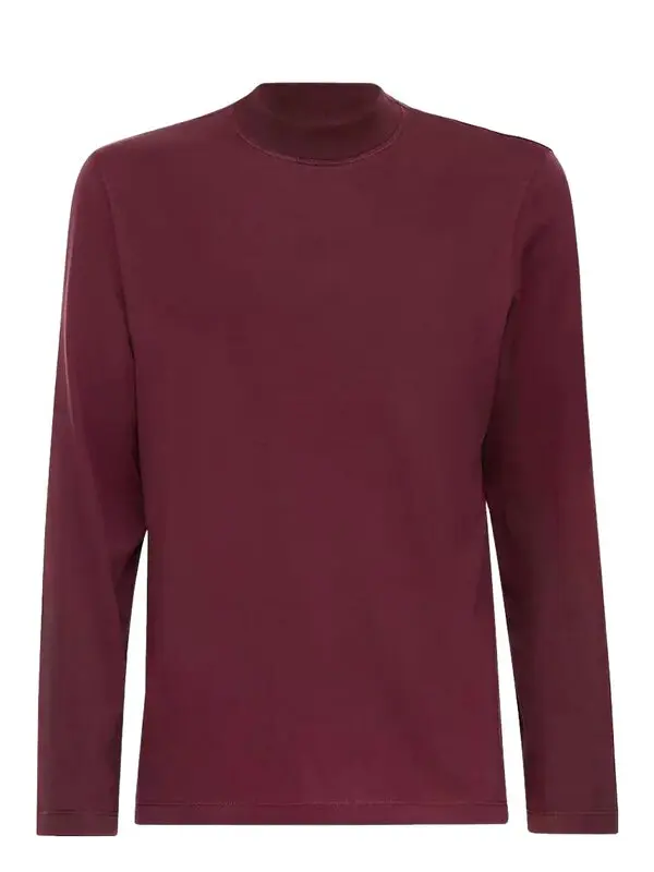 Brunello Cucinelli Cotton Jersey Long-sleeve Mock-neck T-shirt - Red