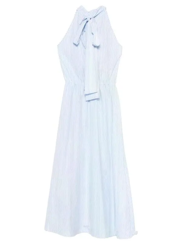 CRIDA MILANO Taormina Striped Halterneck Midi Dress - Blue