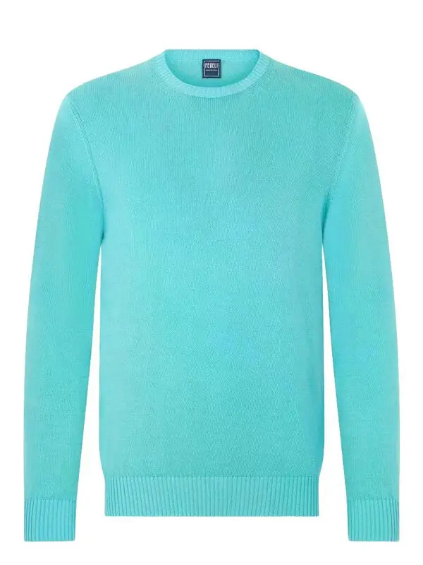Fedeli Crew-neck Long-sleeve Sweater - Blue