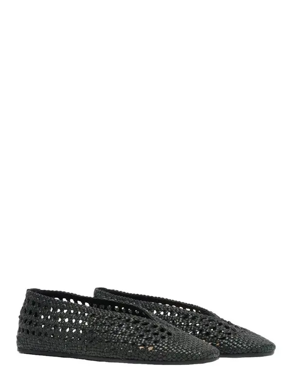 SCAROSSO Woven Leather Ballet Flats - Green
