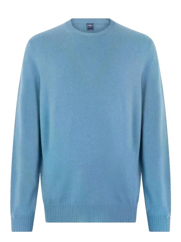 Fedeli Cashmere Round-neck Jumper - Blue