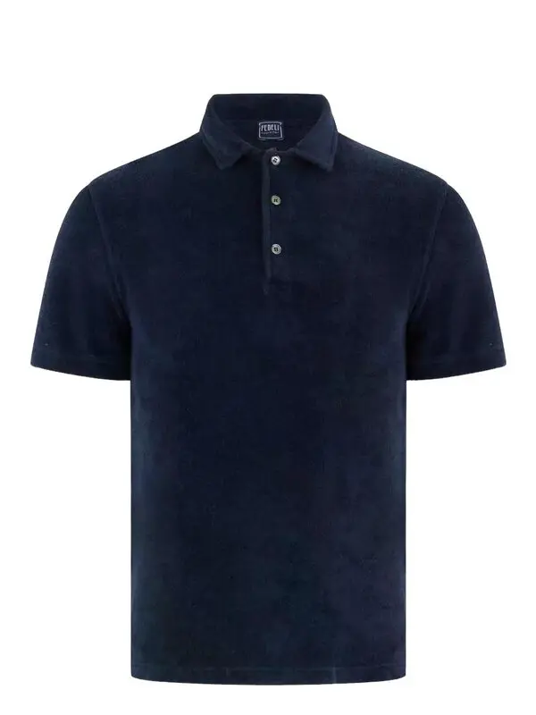 Fedeli Short-sleeve Terry-cloth Polo Shirt - Blue