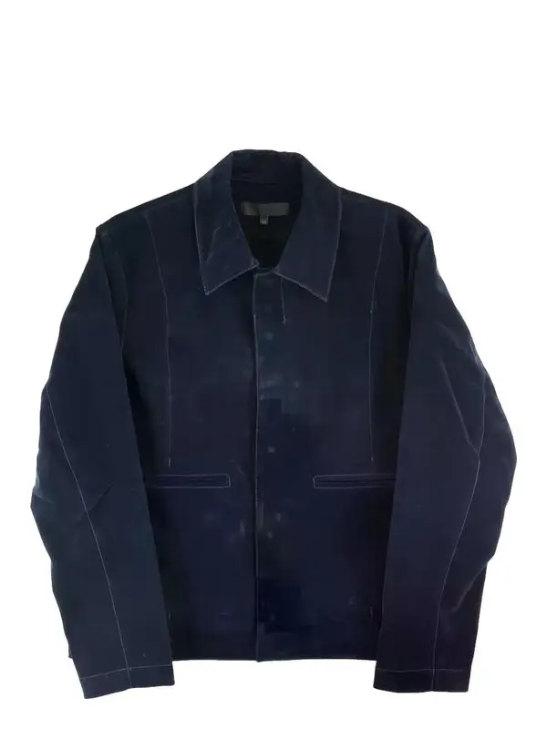 OMAR AFRIDI Francis Flocked Denim Jacket - Blue