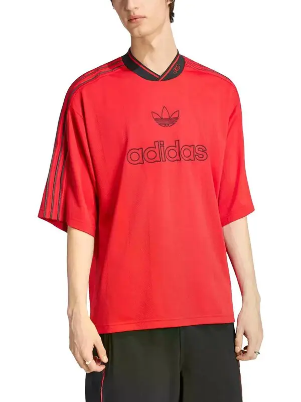 Adidas Logo-embroidered Oversized T-shirt - Red