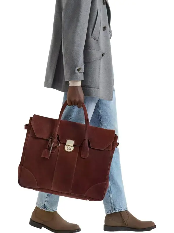 Brunello Cucinelli Suede Boston Bag - Red