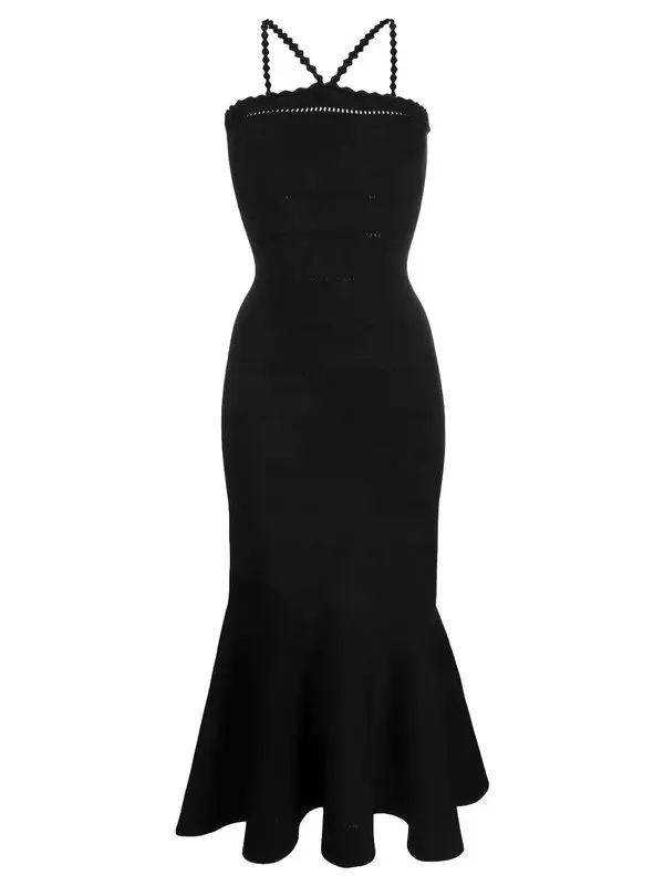 Victoria Beckham Cut-out Detail Peplum Midi Dress - Black