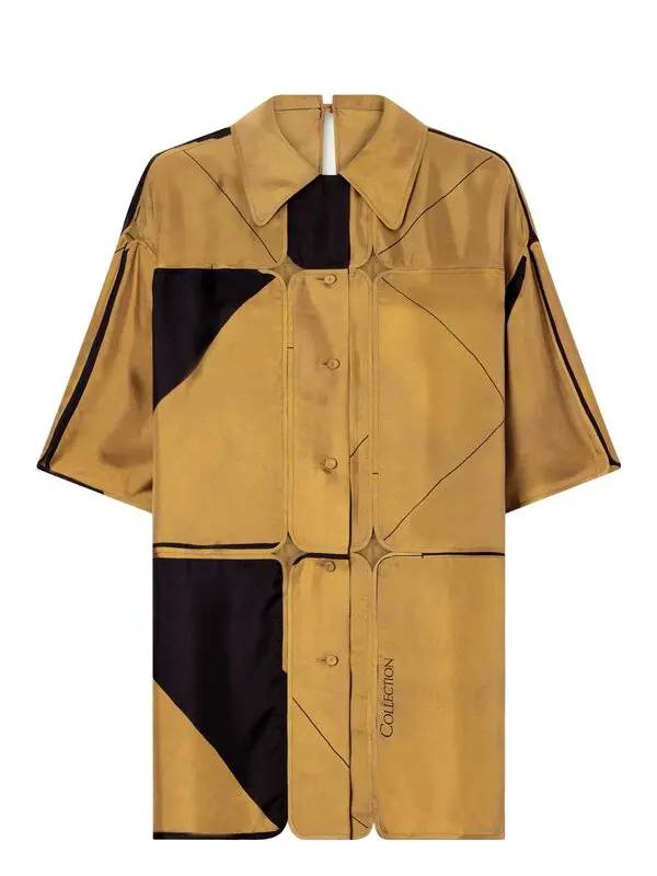 Calvin Klein Elowen Silk-twill Patchwork Shirt - Brown