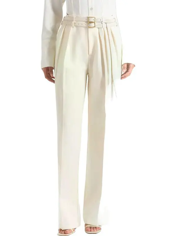 Manière De Voir Pascale Double-belt Pleated Trousers - Neutrals