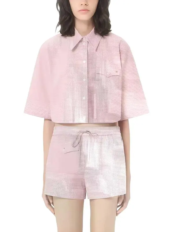 Valentino Garavani Cropped Checked Shirt - Pink