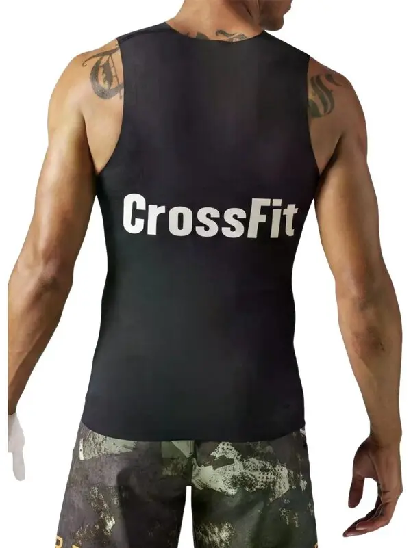 REEBOK Sleeveless Tank Top With Rear Print - Black