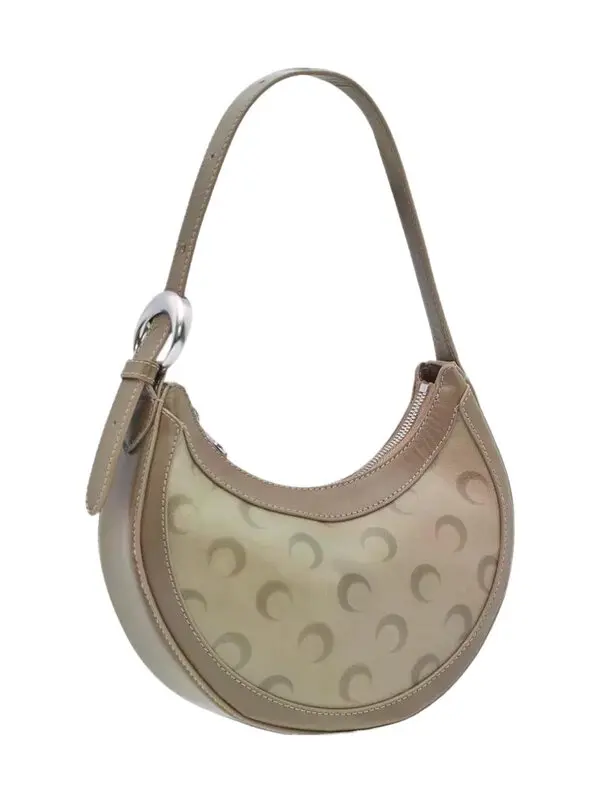 MARINE SERRE Faded-leather Moon Eclips Mini Bag - Neutrals