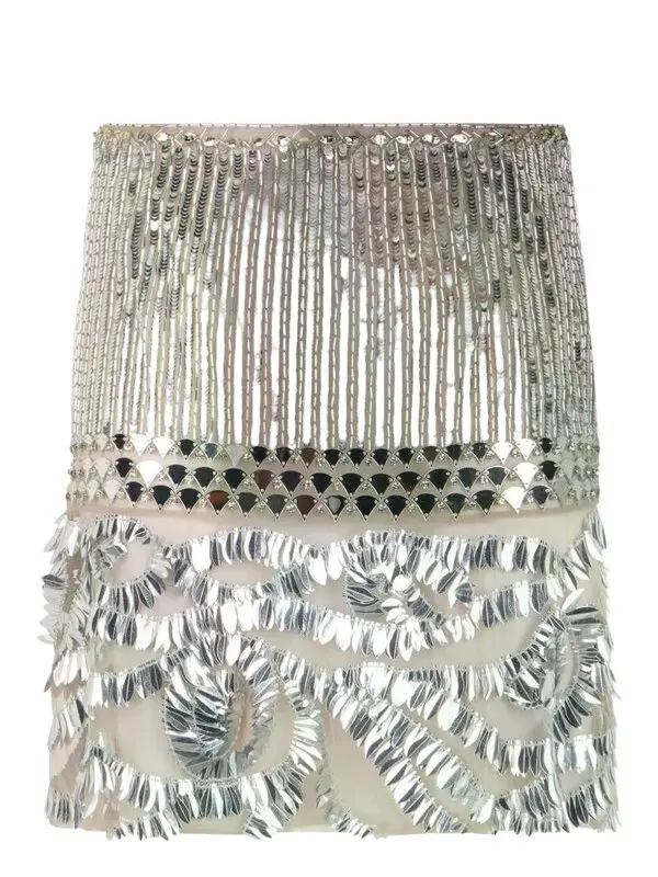 Alberta Ferretti Sequin-embellished Mini Skirt - Silver