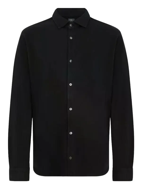 Fedeli Long-sleeve Button-down Shirt - Black