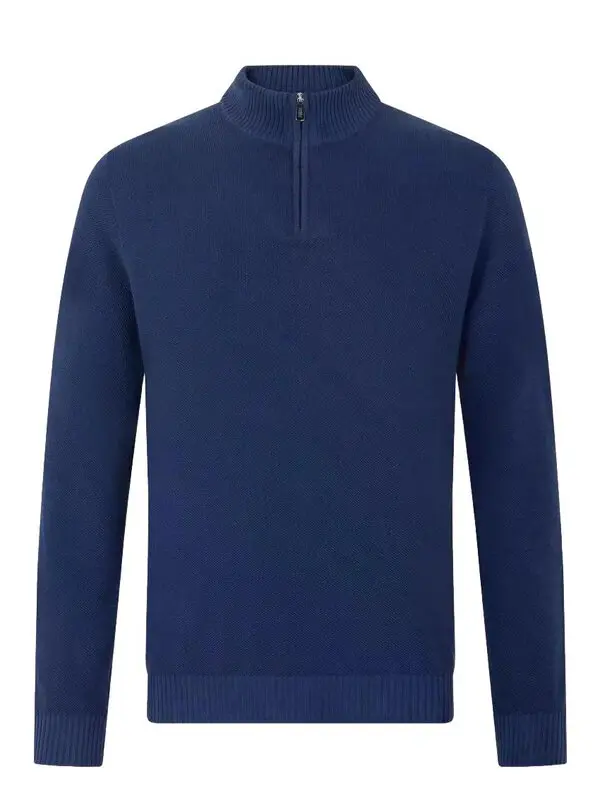 Fedeli Quarter-zip Cotton Sweater - Blue