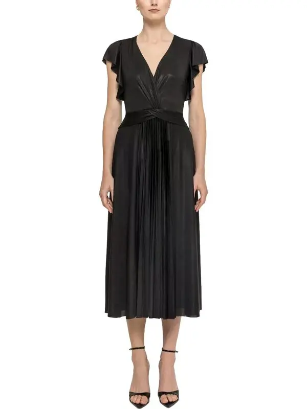 NISSA Glossy-effect Midi Dress - Black