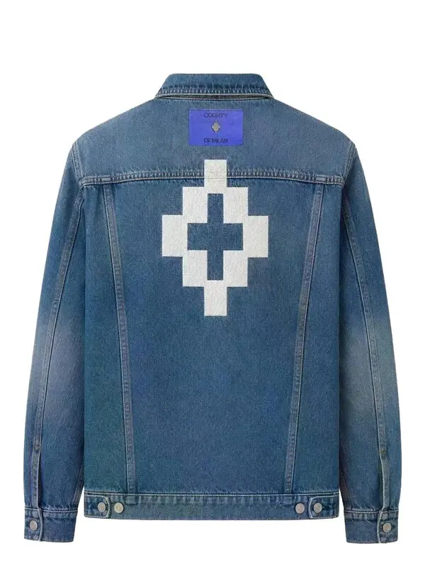 COUNTY OF MILAN Cross-print Denim Shirt - Blue
