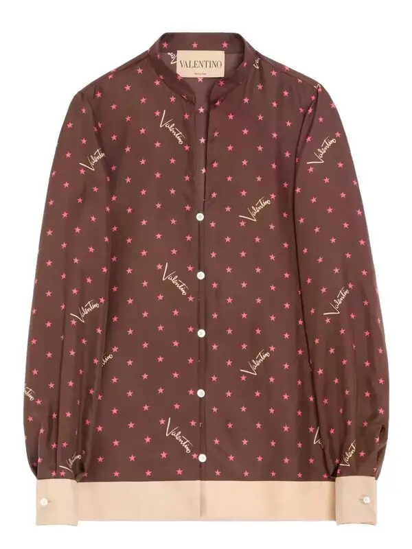 Valentino Garavani Star Print Silk Shirt - Brown