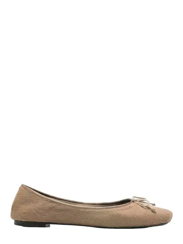 Khaite Charlotte Ballet Flats In Calf Hair With Bow Detailing - Neutrals