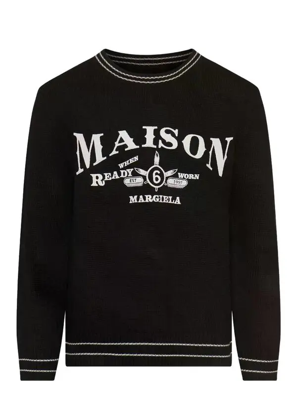 MAISON MARGIELA Wool-blend Jumper With Varsity Graphic - Black