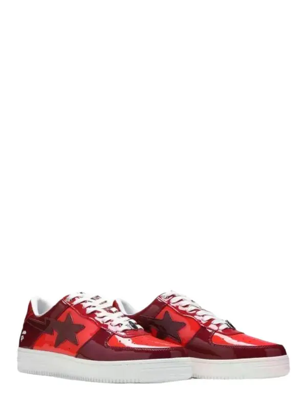 A BATHING APE Sta Patent-leather Low-top Sneakers - Red
