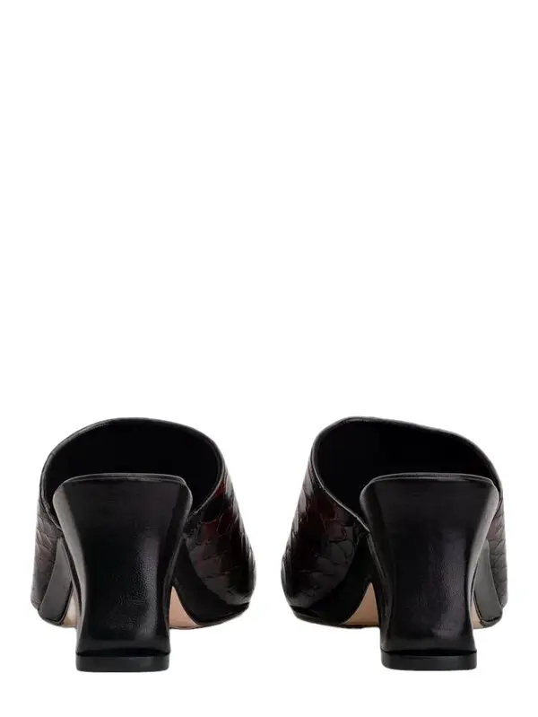 MIISTA Gaelle Snake-effect Square Toe Sandals - Brown