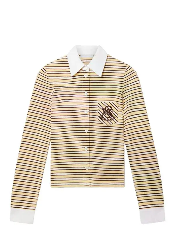 Stella McCartney Striped Logo-embroidered Cotton Shirt - Yellow