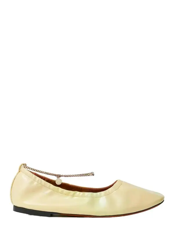 Stella McCartney Chain-embellished Ruched Ballet Flats - Neutrals