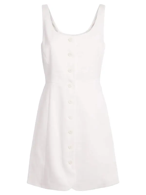 Theory Linen-blend Button-up Mini Dress - Ivory