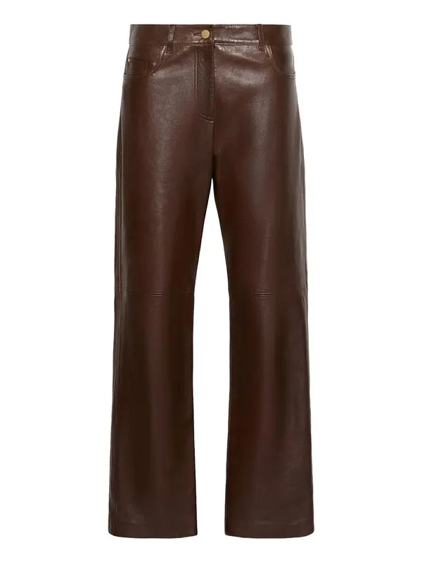 Max Mara Leather Straight Trousers - Brown