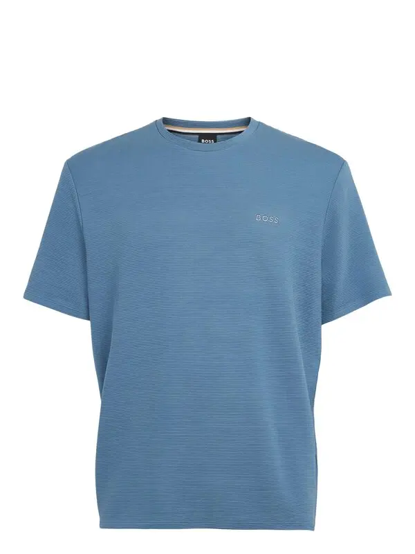 BOSS Rib-knit Logo T-shirt - Blue