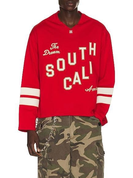 Amiri South Cali Flock Football Tee - Ruby