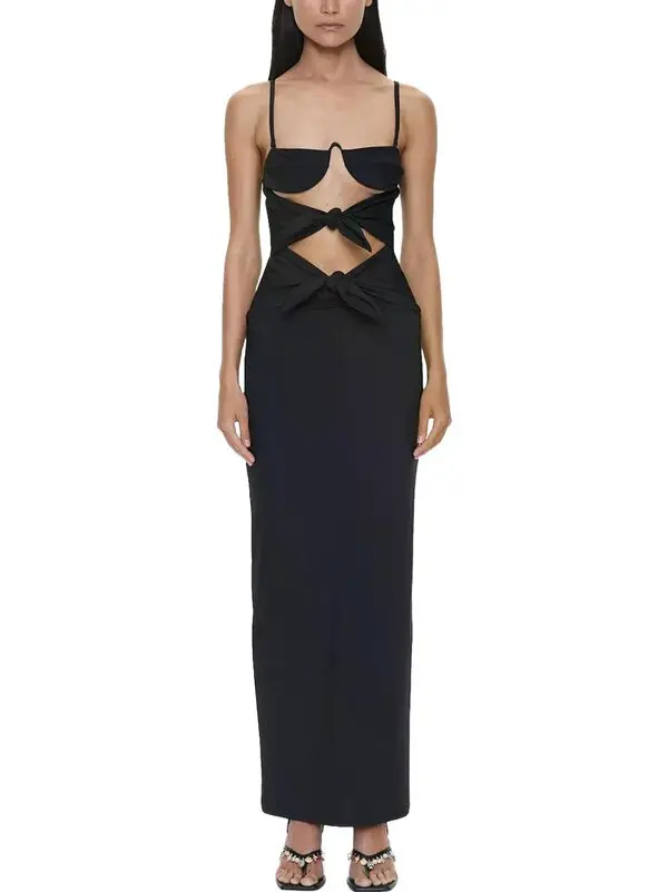 Christopher Esber Porto Tie-fastening Cutout Long Dress - Black
