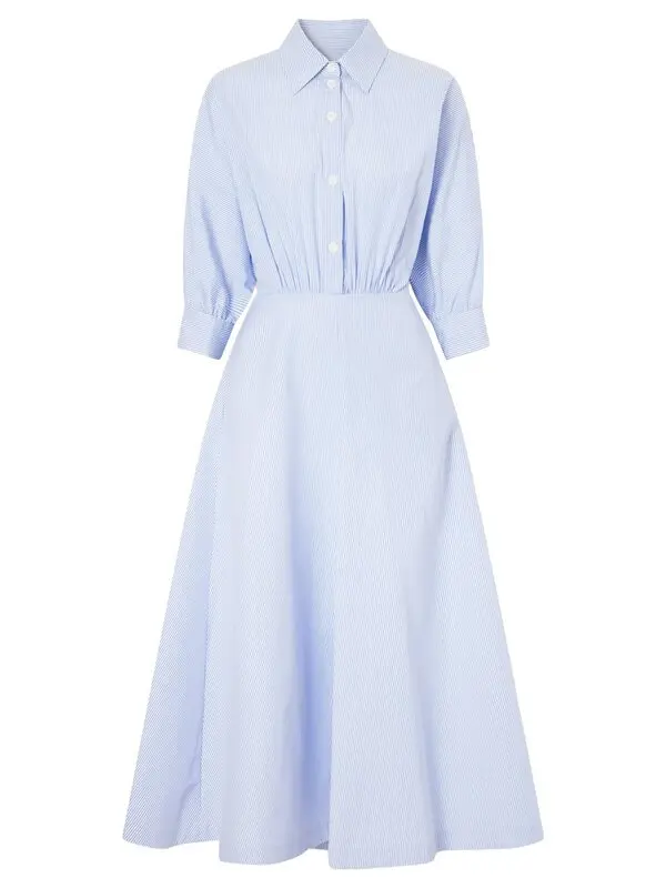Altuzarra Striped Cotton-poplin Midi Shirt Dress - Blue