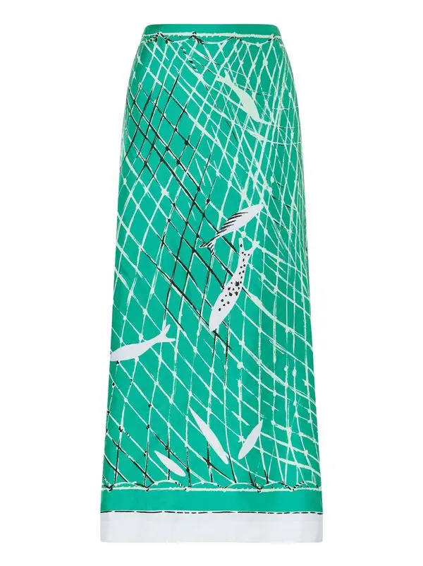 Altuzarra Linnie Printed Silk Maxi Skirt - Green