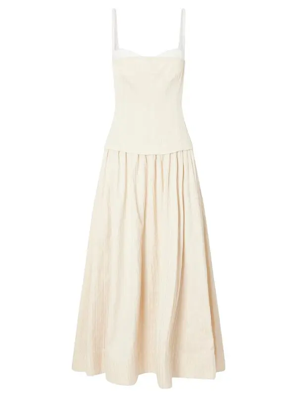 Simkhai Quinlin Striped Satin Bustier Midi Dress - Neutrals