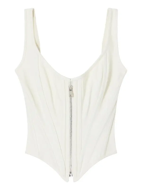 WIEDERHOEFT Zip Front Denim Corset - Neutrals