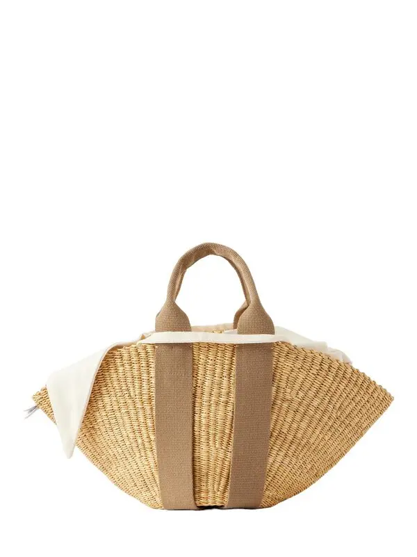 Muuñ Sophie Mini Webbing-trimmed Woven Straw Tote - Neutrals