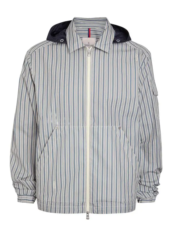 Moncler Havas Striped Hooded Cotton Jacket - Blue