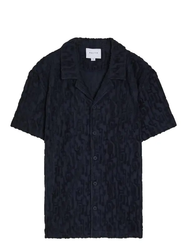 RAITH Fausto Flocked-pattern Terry Shirt - Navy