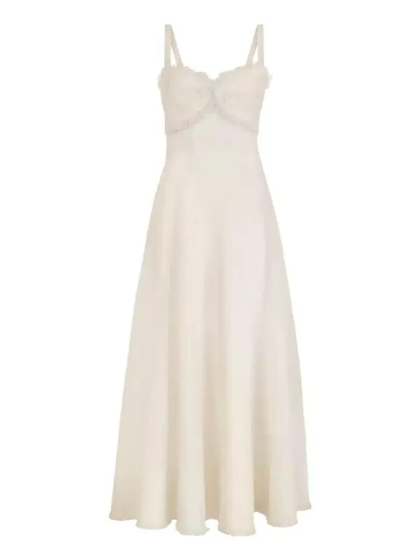 Oscar De La Renta Slub Wool Tweed Midi Dress - Neutrals